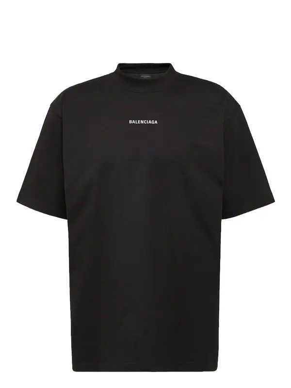 Balenciaga Logo Cotton Jersey T-shirt - Black