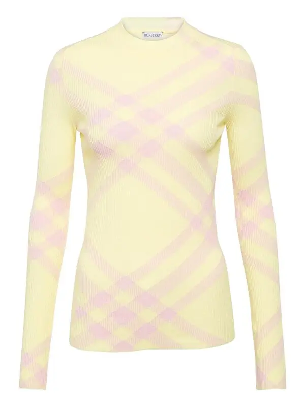 Burberry Check Wool-blend Top - Yellow
