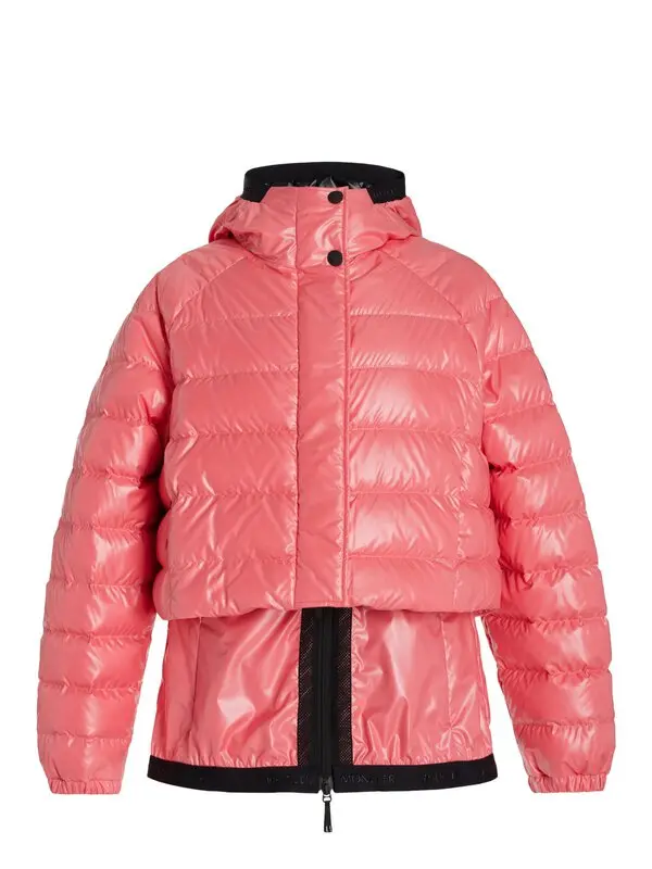 Moncler Criseide Hooded Ripstop Puffer Jacket - Pink