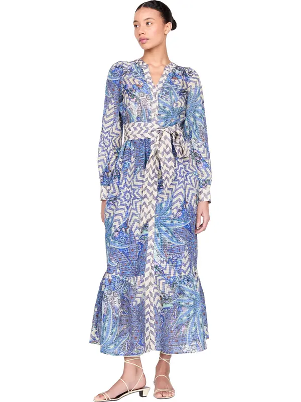 MARIE OLIVER Hannon Printed Maxi Shirt Dress - Anise Breeze
