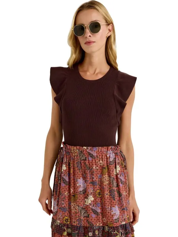 MARIE OLIVER Rory Ribbed Top - Java