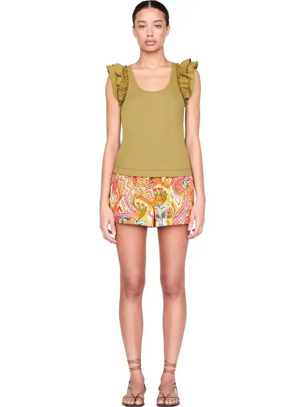 MARIE OLIVER Anna Top With Ruffle Sleeves - Moss