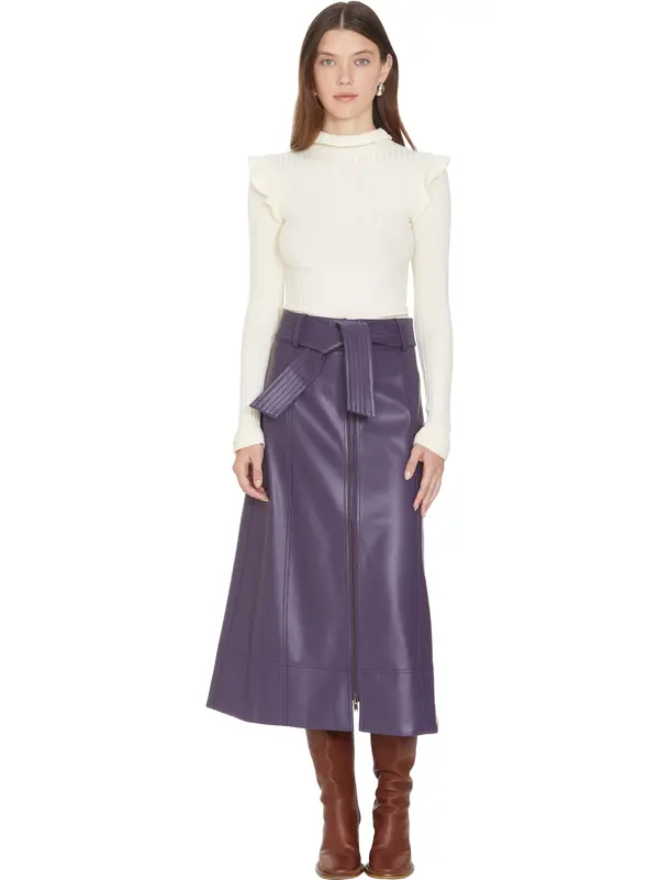MARIE OLIVER Greenwich Vegan Leather Skirt - Plum