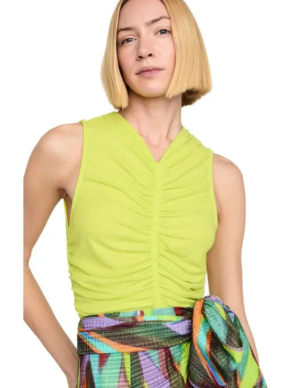 MARIE OLIVER Meliah Ruched V-neck Jersey Top - Citron