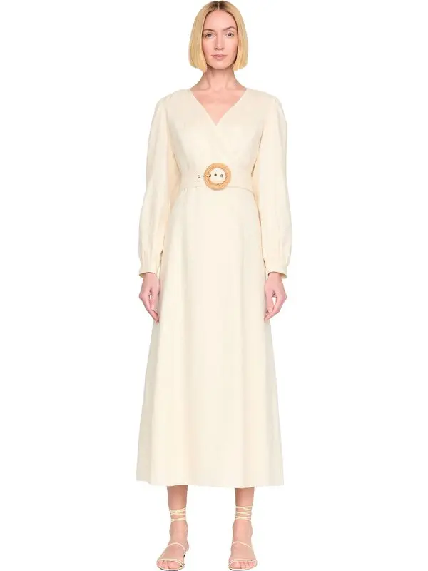 MARIE OLIVER Evelle Linen Wrap Dress - Whitecap