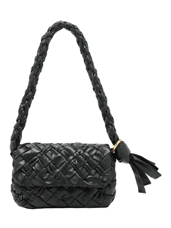 Bottega Veneta Città Intrecciato Leather Shoulder Bag - Black
