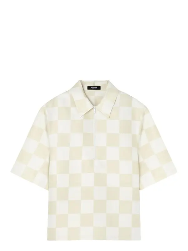 Versace Checked Zip-up Top - Neutrals