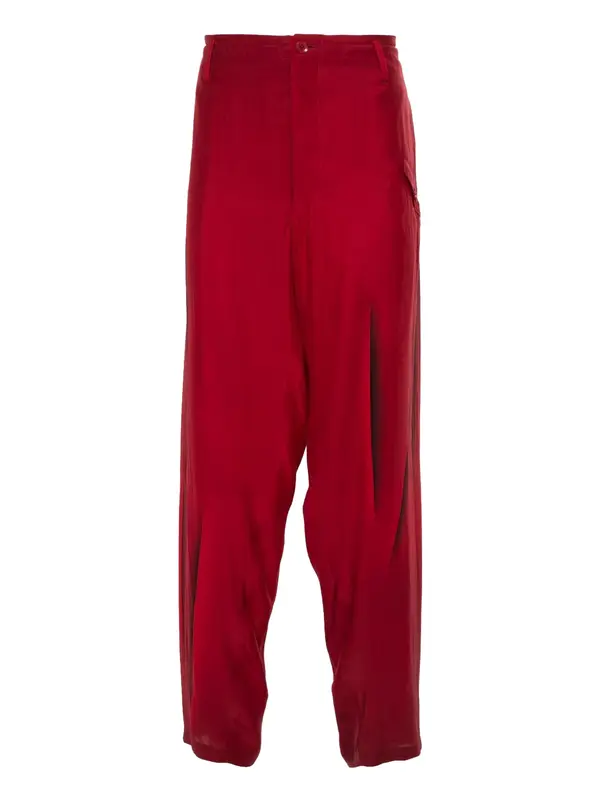 Yohji Yamamoto Abstract-print Silk Trousers - Red