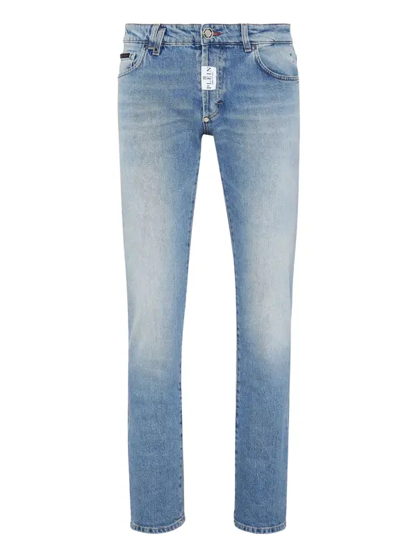 Philipp Plein Logo-patch Straight-leg Jeans - Blue
