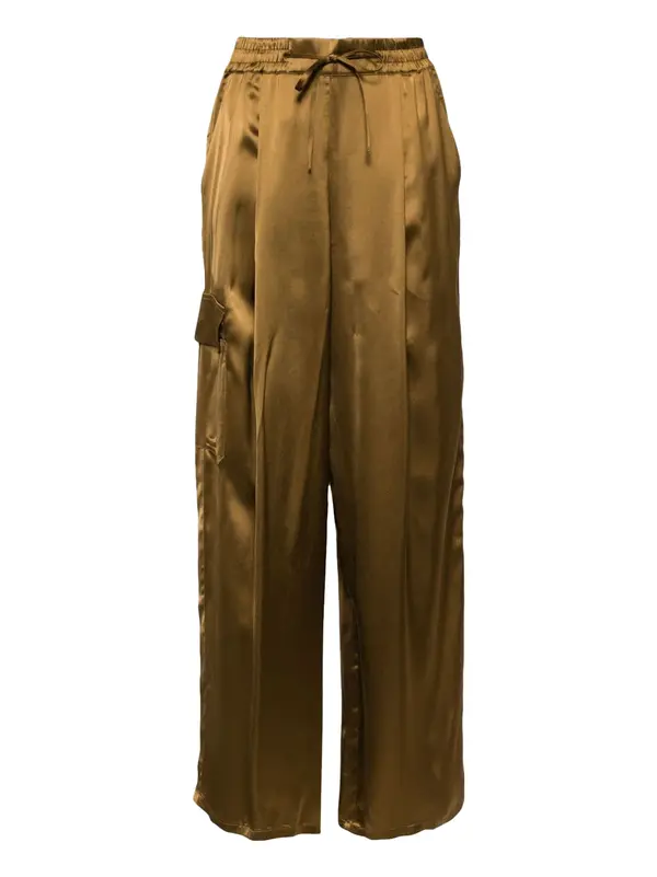 YVES SALOMON Satin Cargo Pants - Brown