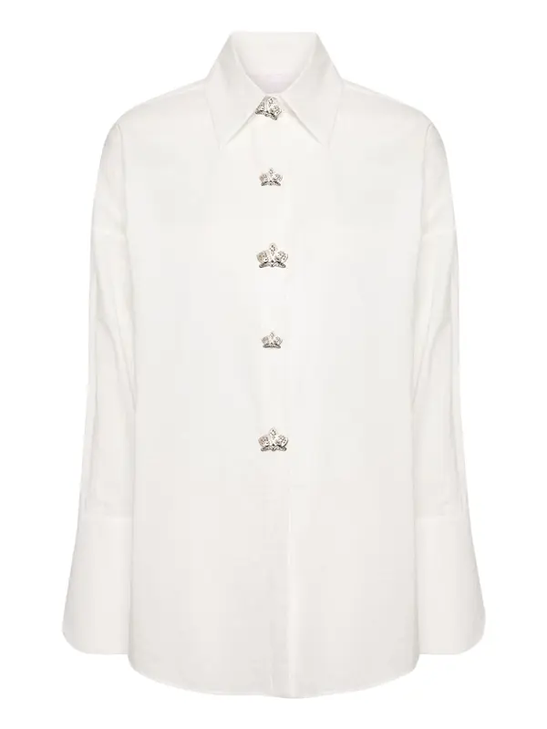 GENNY Appliqué-detail Muslin Shirt - Neutrals