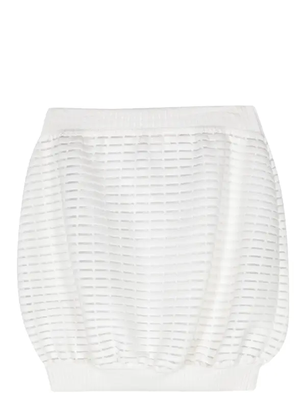 GENNY Lurex Detailed Striped Skirt - White