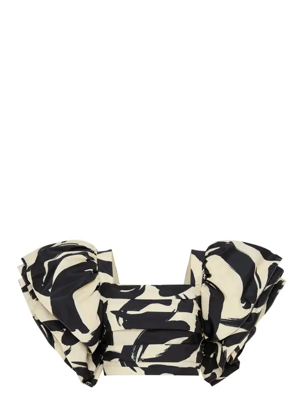 Rebecca Vallance Pompidou Abstract-print Crop Blouse - Black