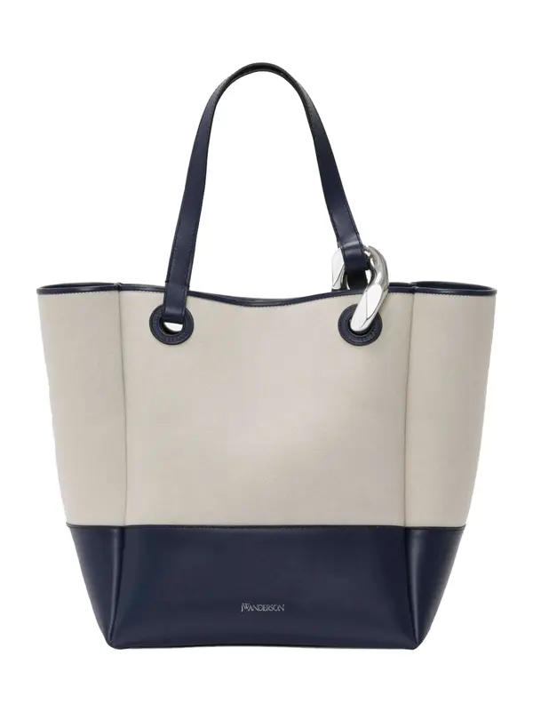 JW Anderson Logo-stamp Leather Tote Bag - Neutrals