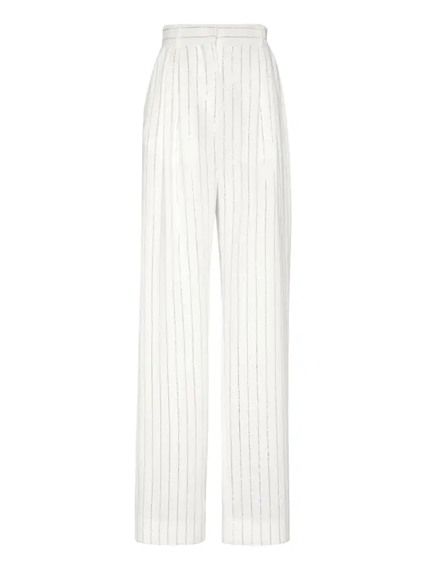 Philipp Plein Pinstriped Wide Leg Trousers - White