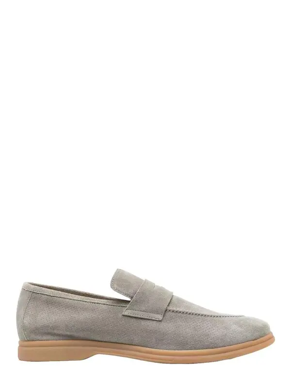 Eleventy Perforated Suede Penny Loafers - Green