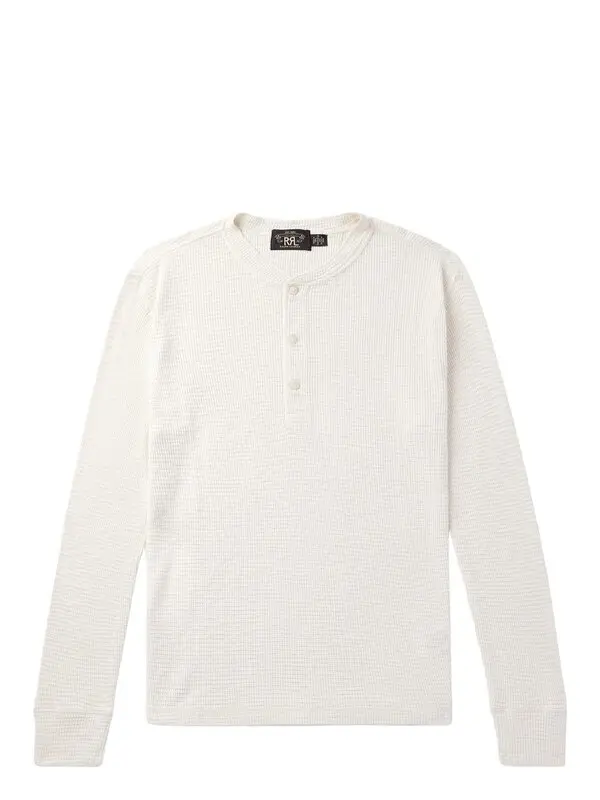 Ralph Lauren Slim-fit Waffle-knit Cotton Henley T-shirt - Neutrals
