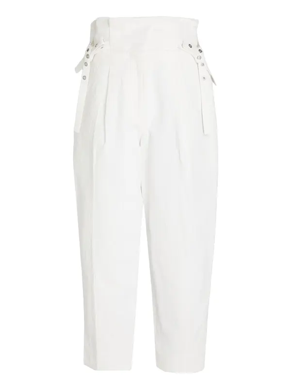 3.1 Phillip Lim Cropped Hammered Cotton And Linen-blend Tapered Trousers - Off-white