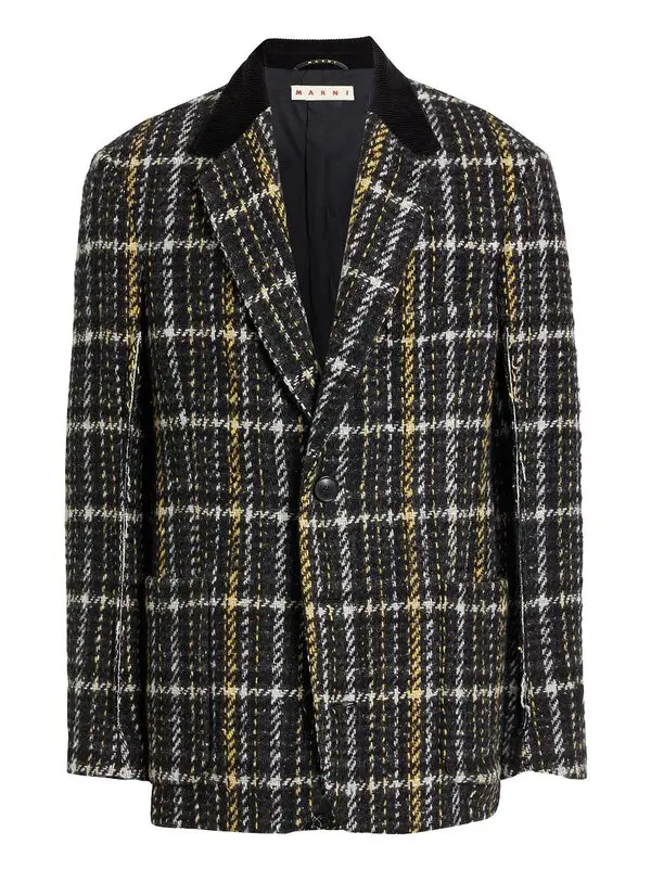Marni Checked Woolblend Tweed Blazer - Black