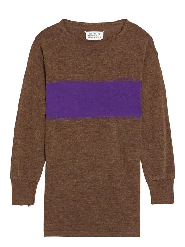 MAISON MARGIELA Striped Wool-blend Sweater - Brown