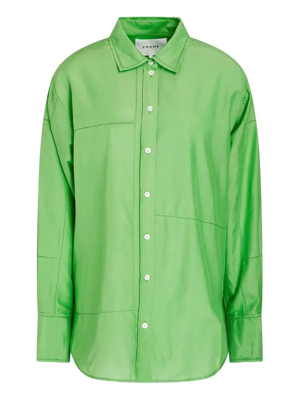 FRAME Cotton And Silk-blend Poplin Shirt - Green
