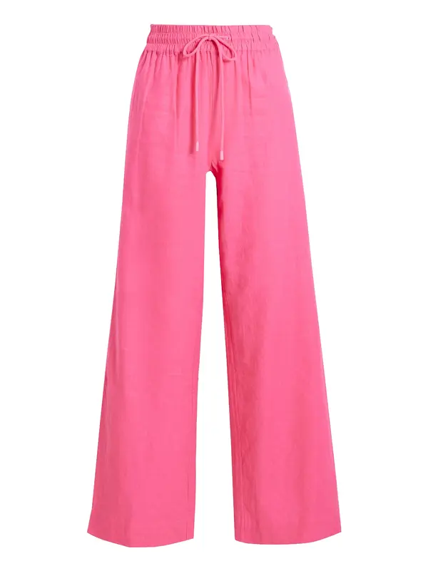 FRAME Linen-blend Wide-leg Pants - Pink