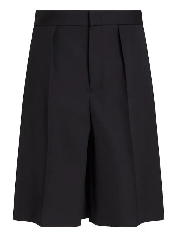 JIL SANDER Wide-leg Wool-twill Pleated Shorts - Black