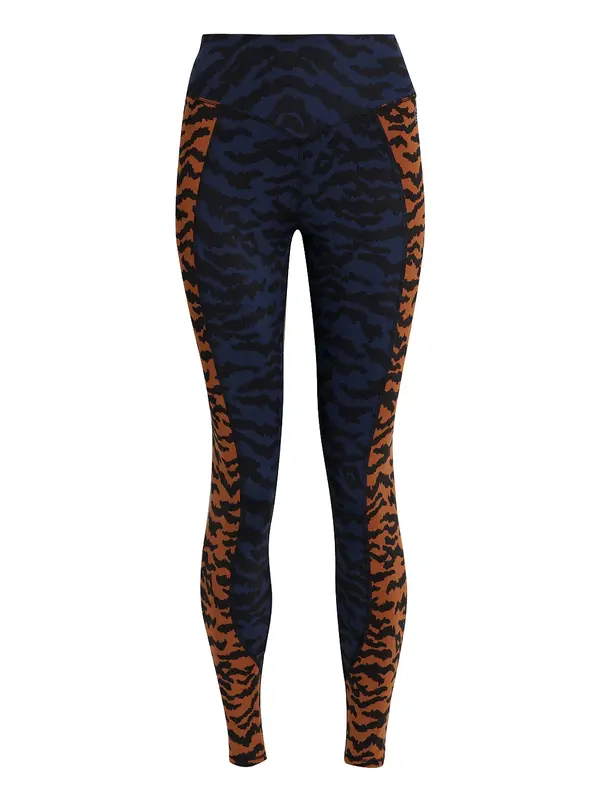 Good American Paneled Printed Stretchjersey Leggings - Navy