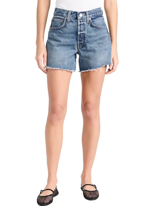 AGOLDE Parker Long Denim Shorts - Ruin