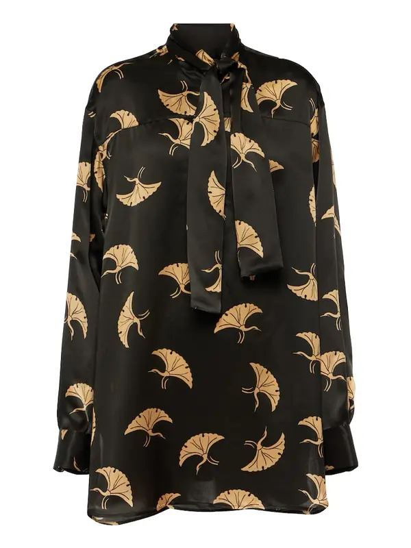 Dries Van Noten Printed Silk Top - Black