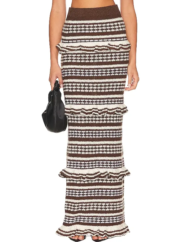 Tularosa Kaely Maxi Skirt - Brown & Ivory