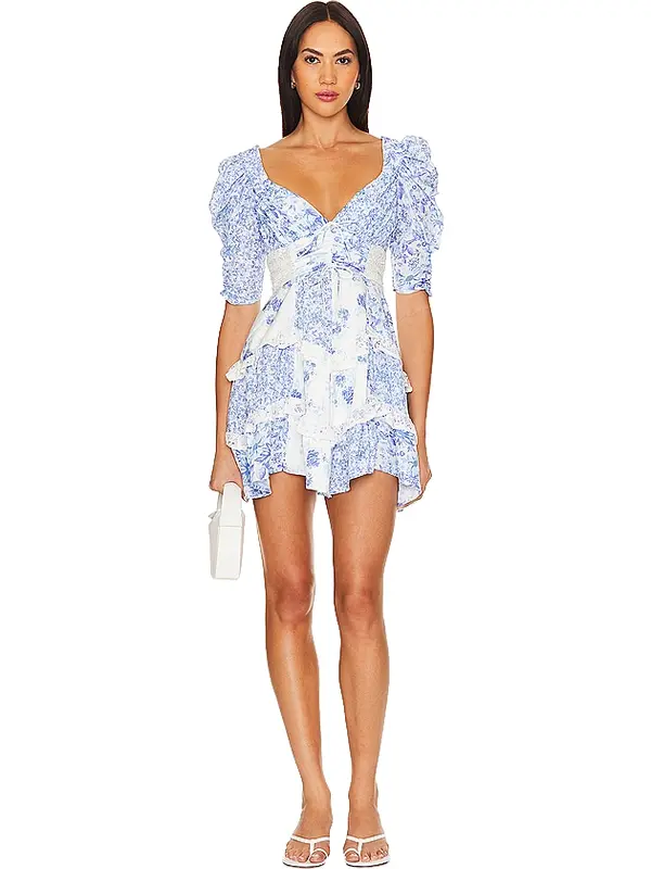 For Love & Lemons Rosalyn Mini Dress - Blue