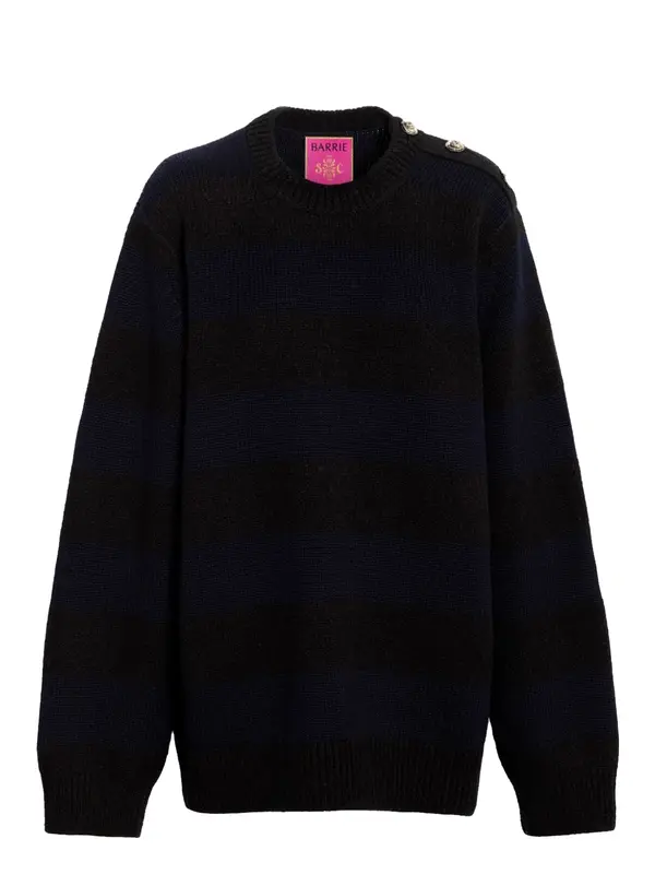 BARRIE Striped Ribbed-knit Jumper - Black