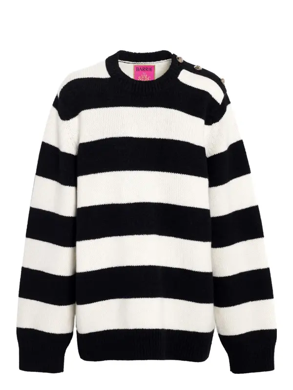 BARRIE Striped Intarsia-knit Jumper - Black