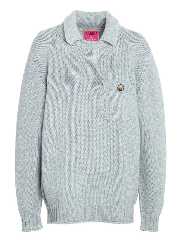 BARRIE Chunky-knit Cashmere Polo Jumper - Blue