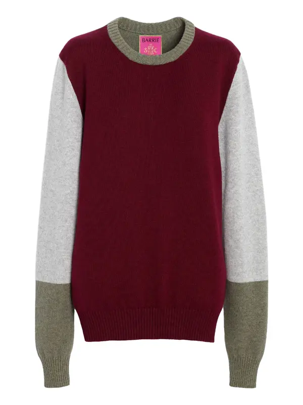 BARRIE Colour-block Cashmere Jumper - Red