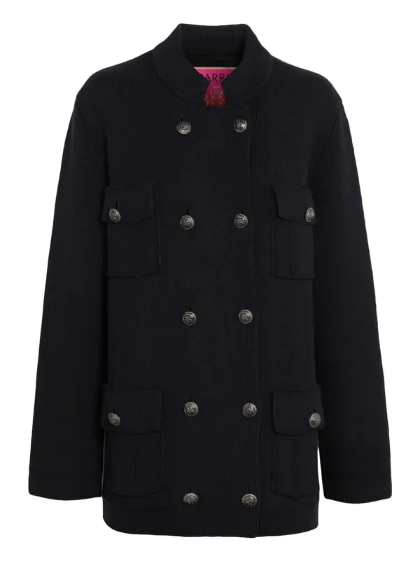 BARRIE Double-breasted Military Coat - Black