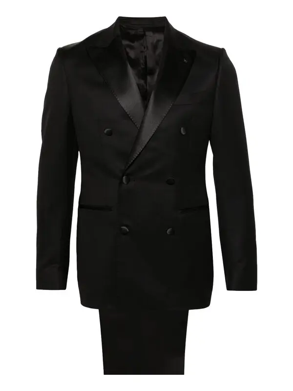 LUIGI BIANCHI MANTOVA Peak-lapels Double-breasted Suit - Black