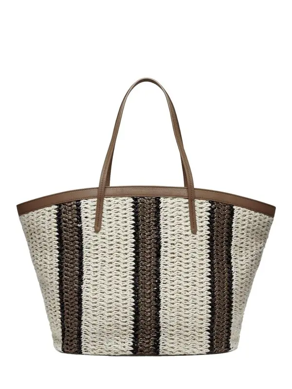 Brunello Cucinelli Striped Woven Tote Bag - Neutrals
