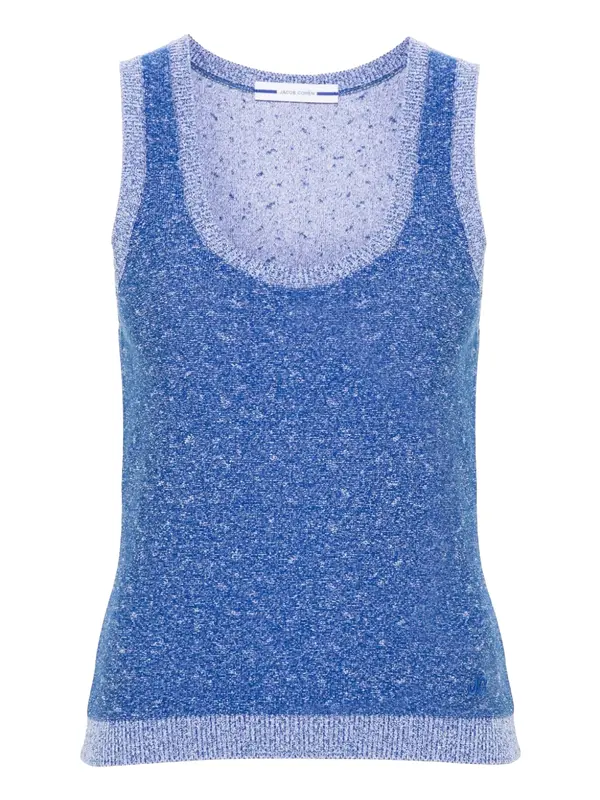 Jacob Cohen Logo-embroidered Bouclé Top - Blue