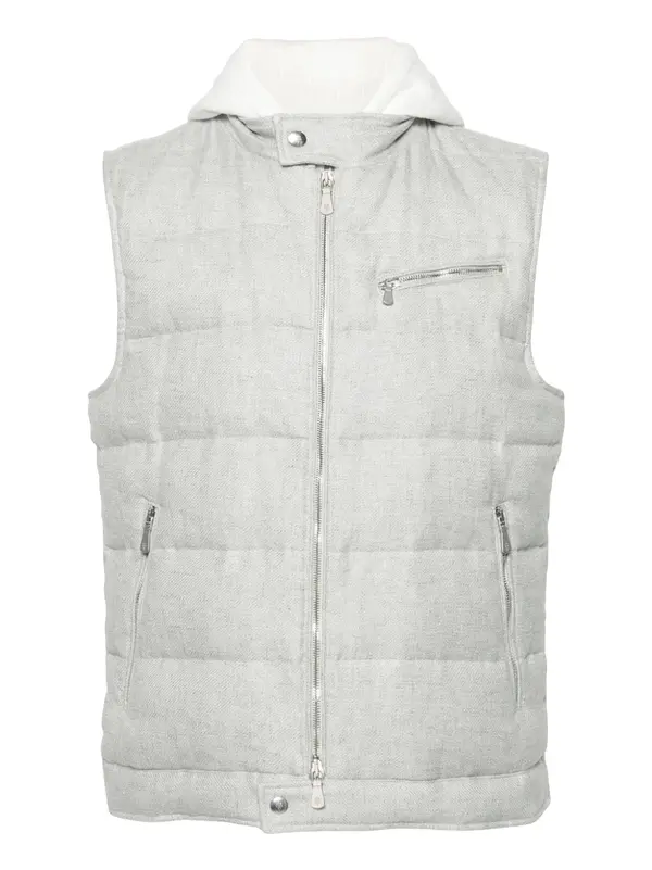 Eleventy Layered-detail Padded Gilet - Grey
