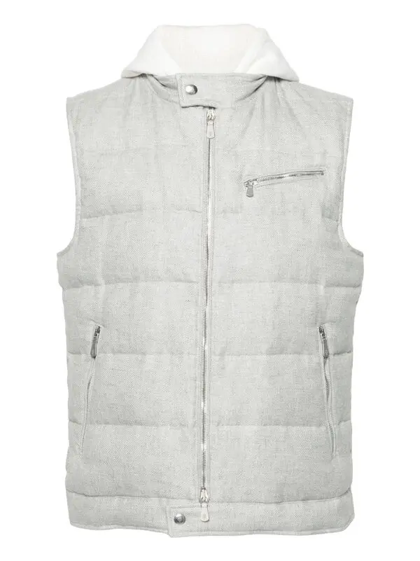 Eleventy Layered-detail Padded Gilet - Grey