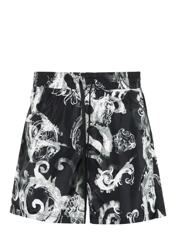 Versace Watercolour Couture-print Track Shorts - Black