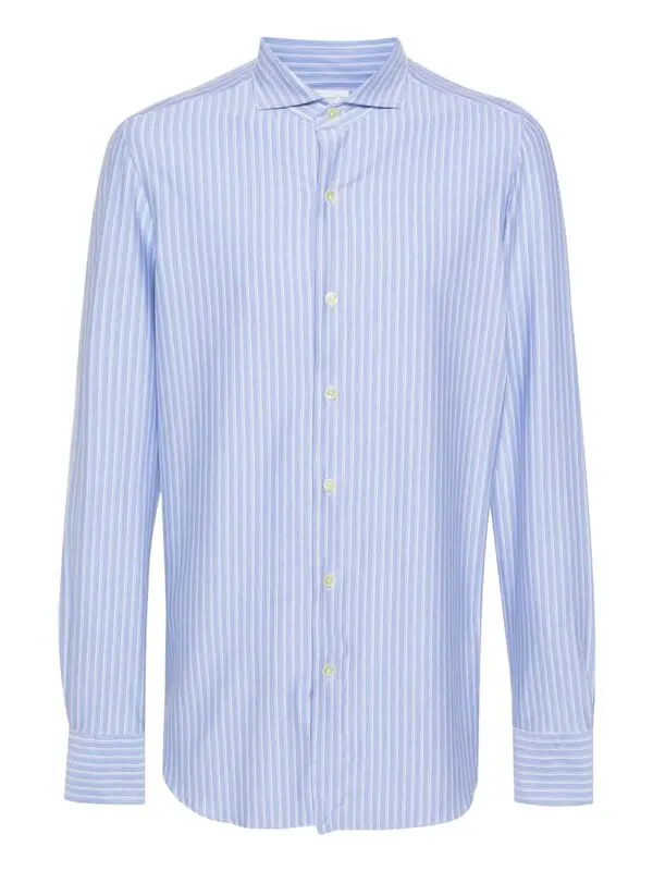 FINAMORE 1925 Vertical-striped Shirt - Blue