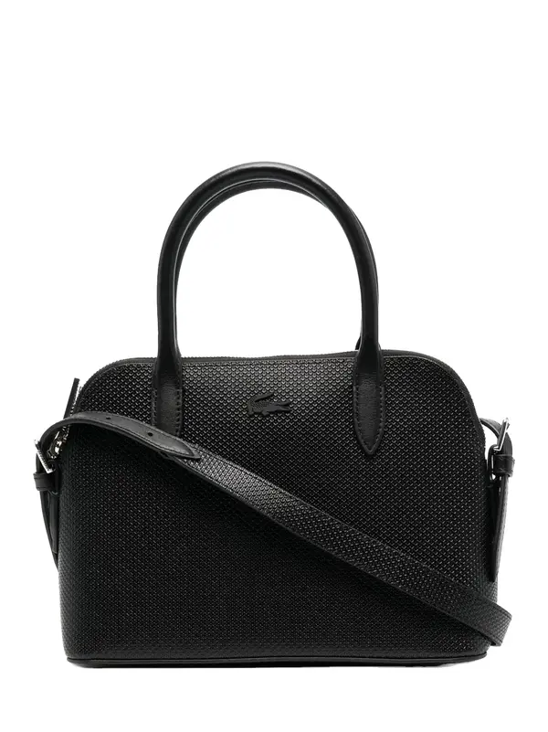 Lacoste Chantaco Piqué Leather Mini Tote Bag - Black