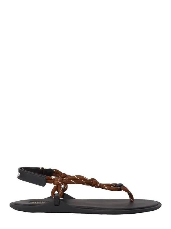 Miu Miu Cord-strap Leather Sandals - Brown