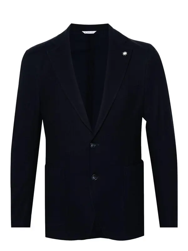 MANUEL RITZ Honeycomb Single-breasted Blazer - Blue
