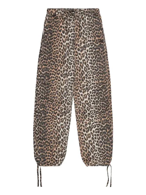 GANNI Leopard-print Drawstring Trousers - Black