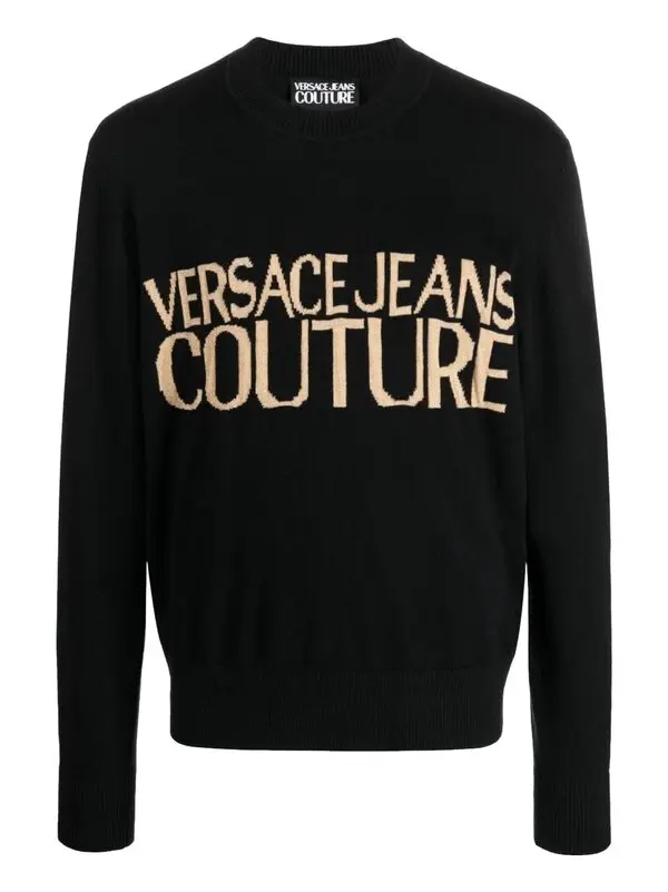 Versace Intarsia-knit Crew-neck Jumper - Black