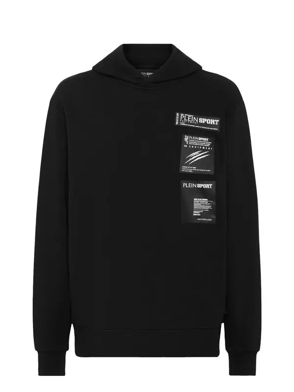 PLEIN SPORT Scratch Logo-patch Hoodie - Black